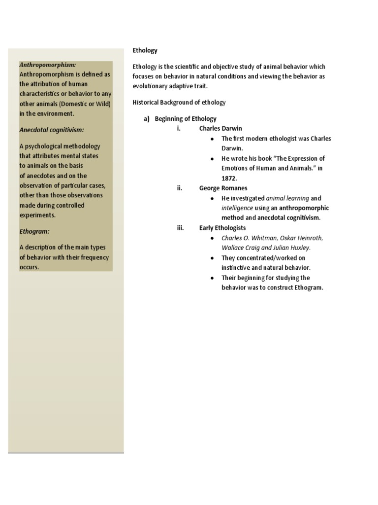Overview of Ethology and Its Origins | PDF