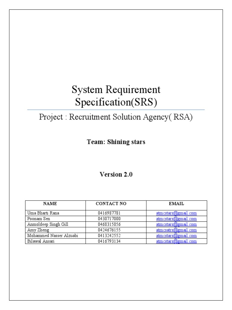 System Requirement Specification (SRS) : Project: Recruitment Solution ...