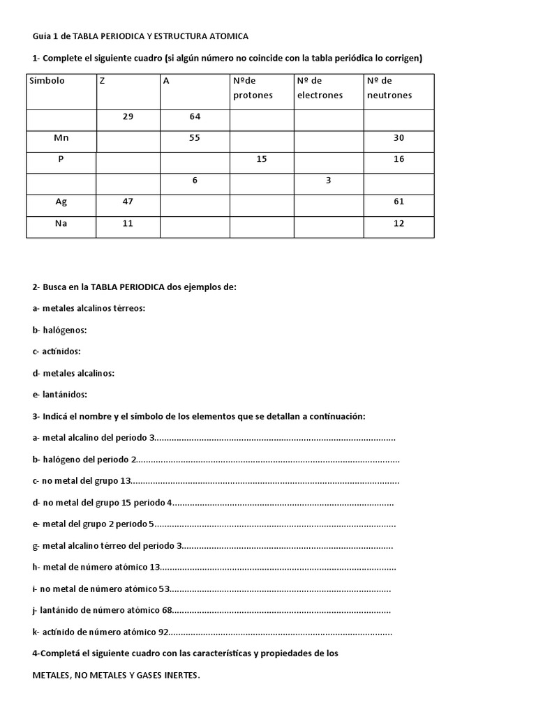 Guia Complementaria | PDF | Tabla periódica | Rieles