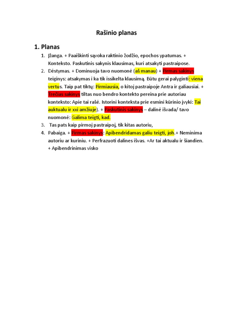 Rašinio Planas | PDF