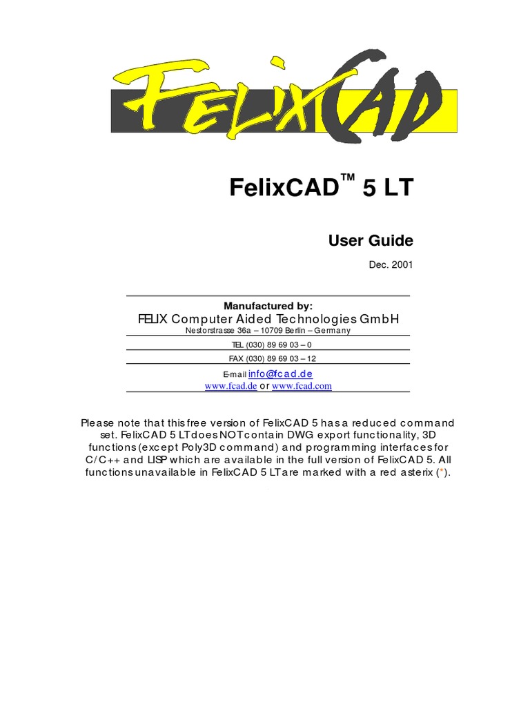 Felixcad 5 LT: Felix Computer Aided Technologies GMBH | PDF | Menu ...