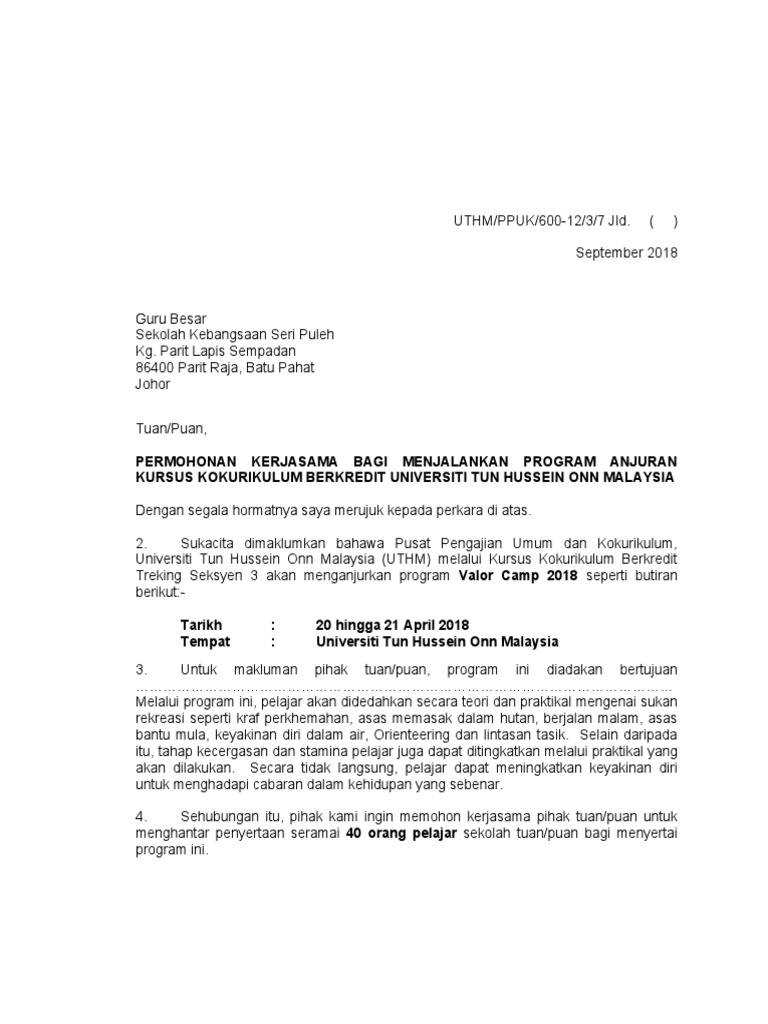 Contoh Surat Kerjasama | PDF