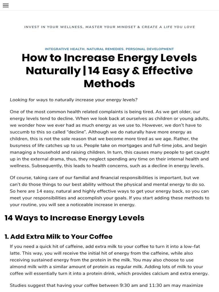 How To Increase Energy Levels Naturally - 14 Easy & Effective Methods ...