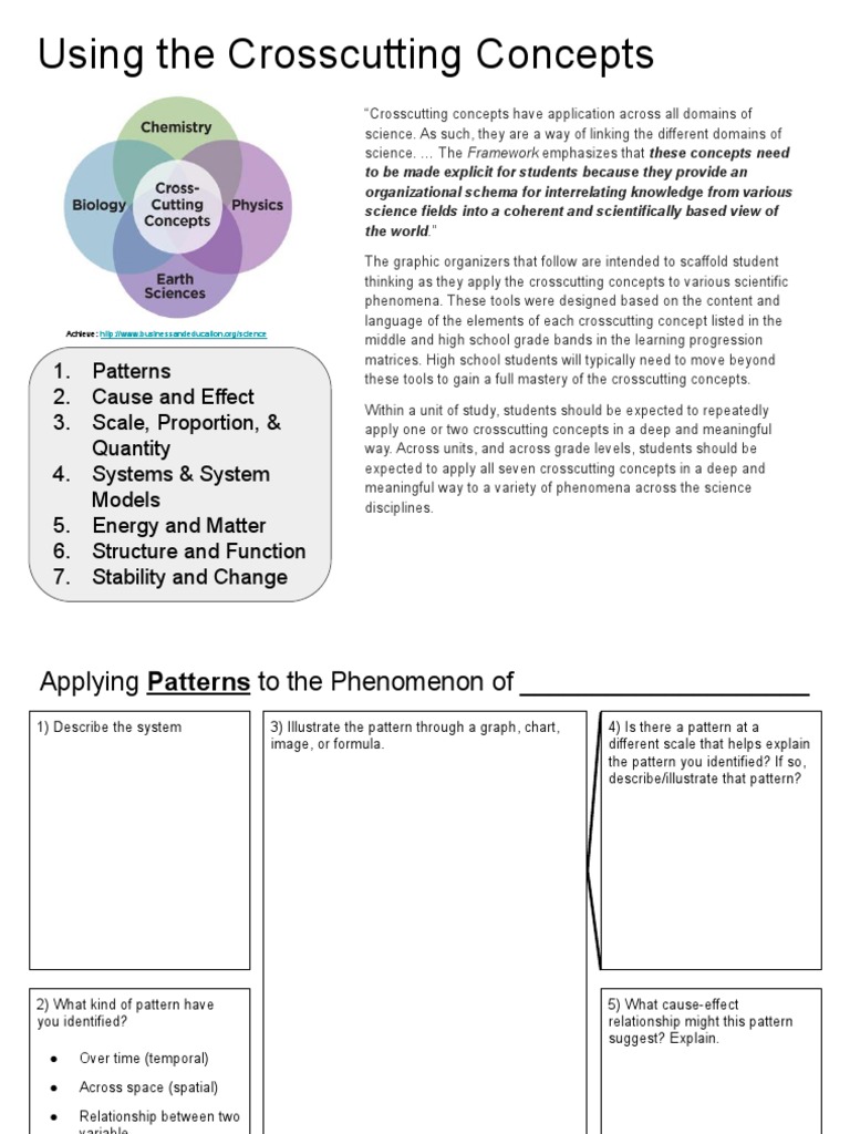 Crosscutting Concepts Graphic Organizers | PDF | System | Matter