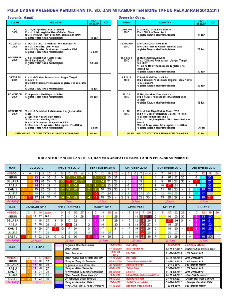 Kalender Pendidikan TK-SD Kab. Bone | PDF
