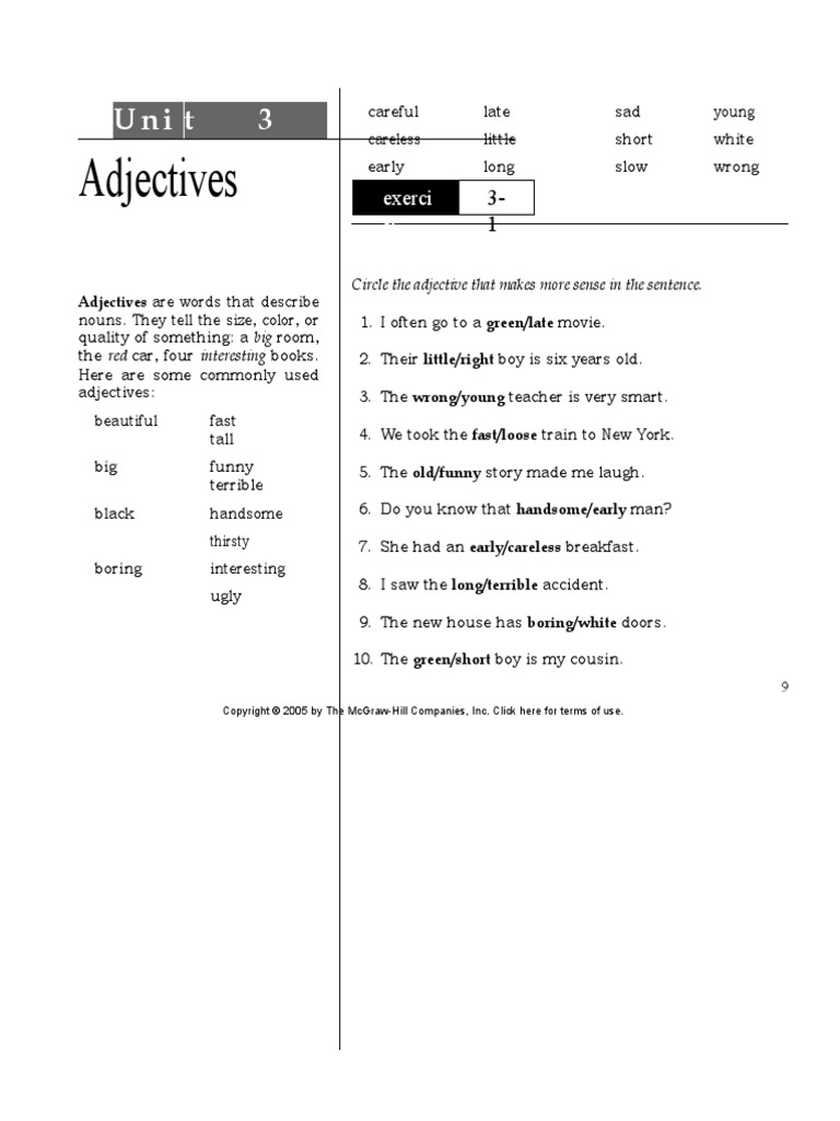 Adjectives From Practice Makes Perfect | PDF | Adjective | Predicate ...