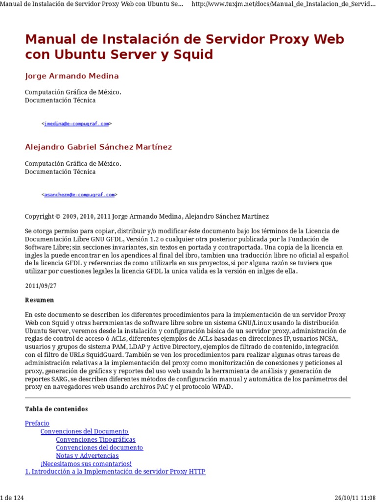Manual de Instalaci N de Servidor Proxy Web Con Ubuntu Server y Squid | PDF | Servidor proxy ...