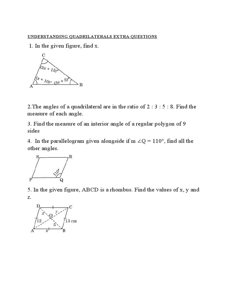 Understanding Quadrilaterals Extra Questions