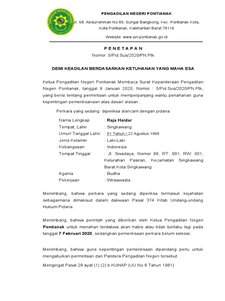 Perpanjangan Penahanan Raja Haidar | PDF