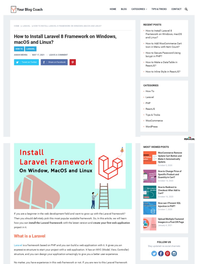 How To Install Laravel Framework On Windows Macos and Linux | PDF | Php ...
