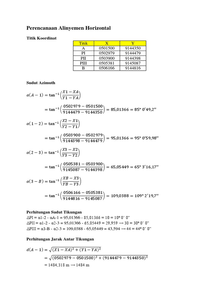 Contoh Perencanaan Alinyemen Horizontal - New-1 | PDF
