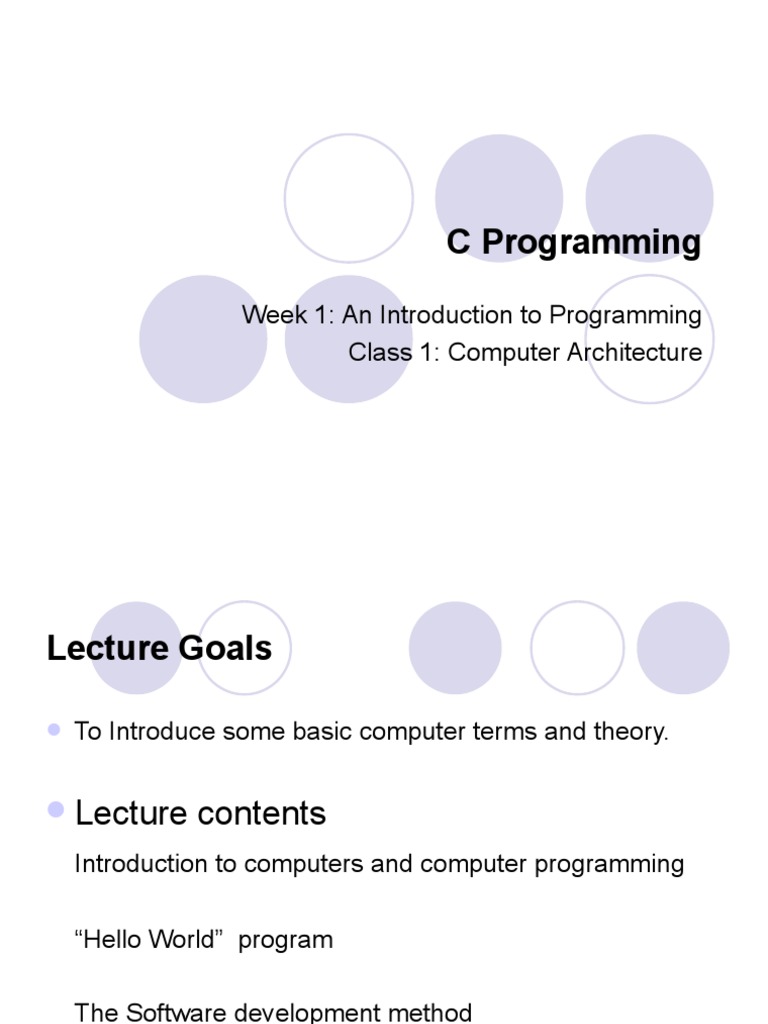 C Programming Week 1 An Introduction To Programming Class 1 Computer 0084