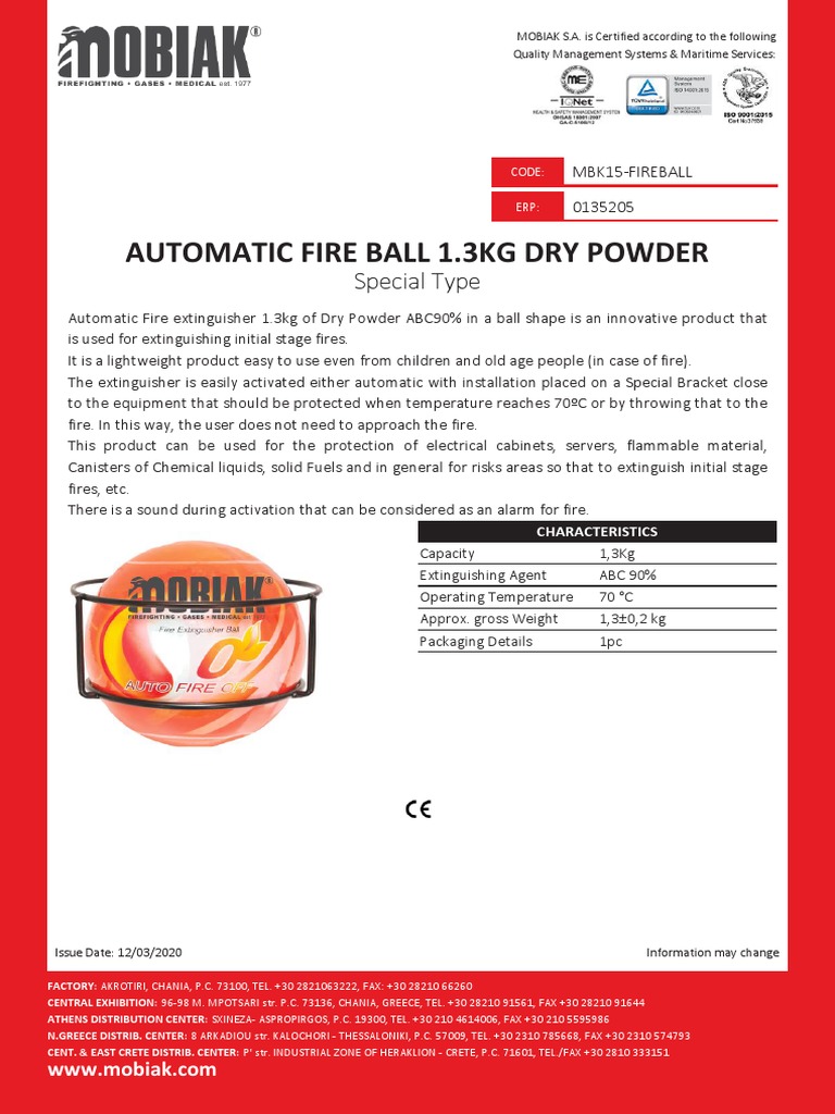 Automatic Fire Ball 1 3kg Dry Powder en Min | Download Free PDF | Fires ...