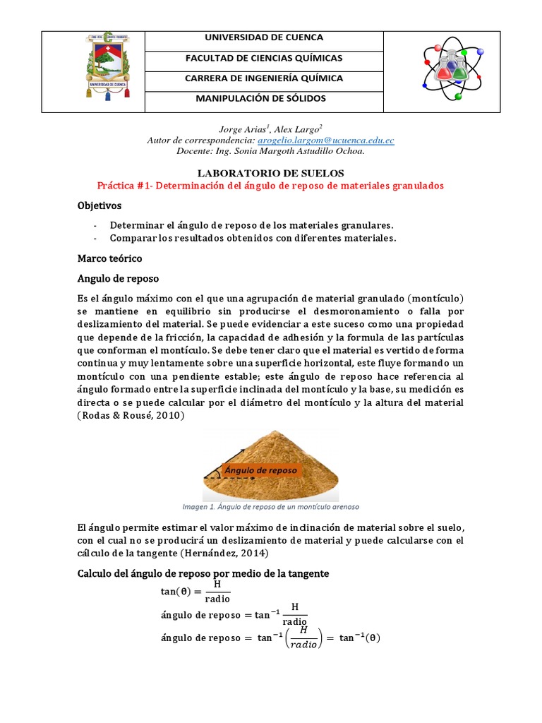 Determinación Del Ángulo de Reposo | PDF | Física Aplicada e ...