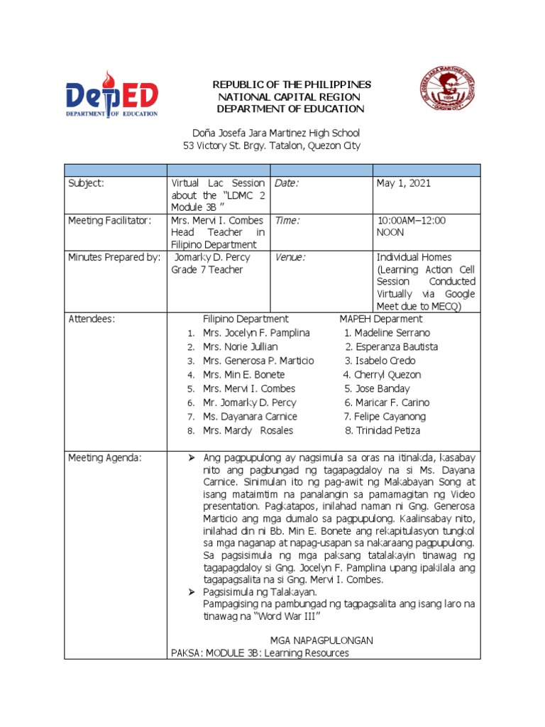 LAC 3B Minutes of The Meeting May 1 2021 | PDF