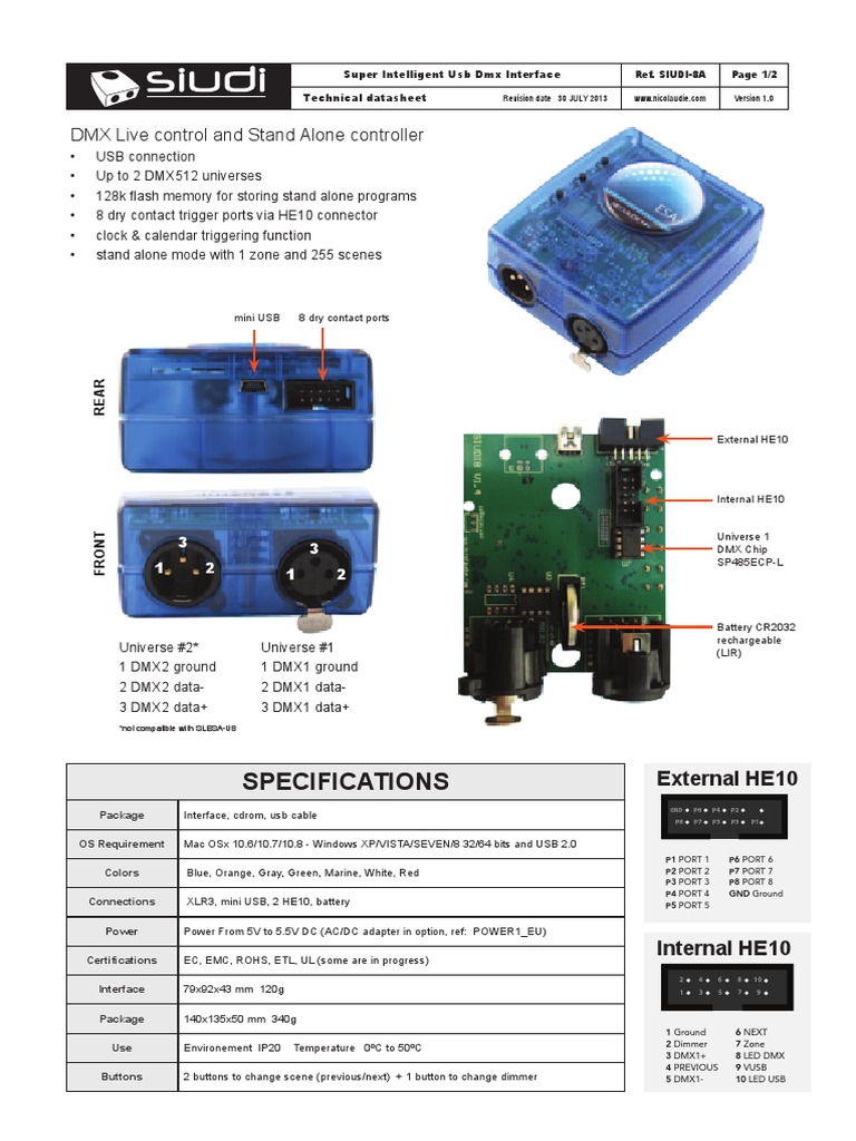 Specifications: DMX Live Control and Stand Alone Controller | PDF | Usb ...