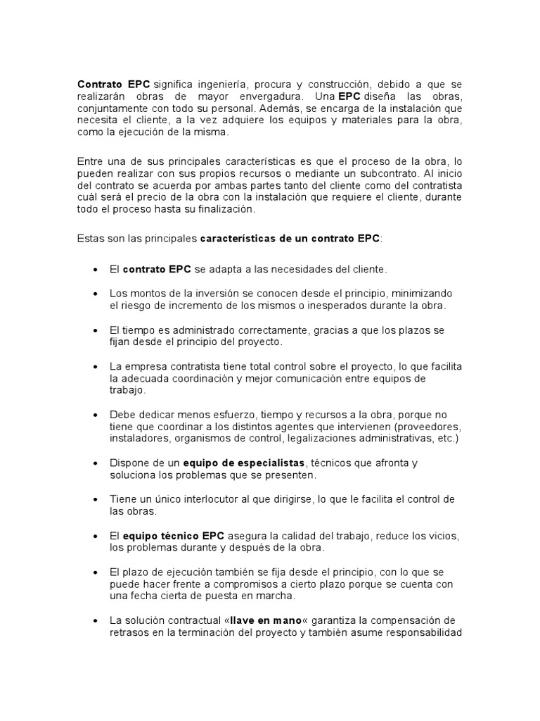 Significado Contrato IPC o EPC | PDF