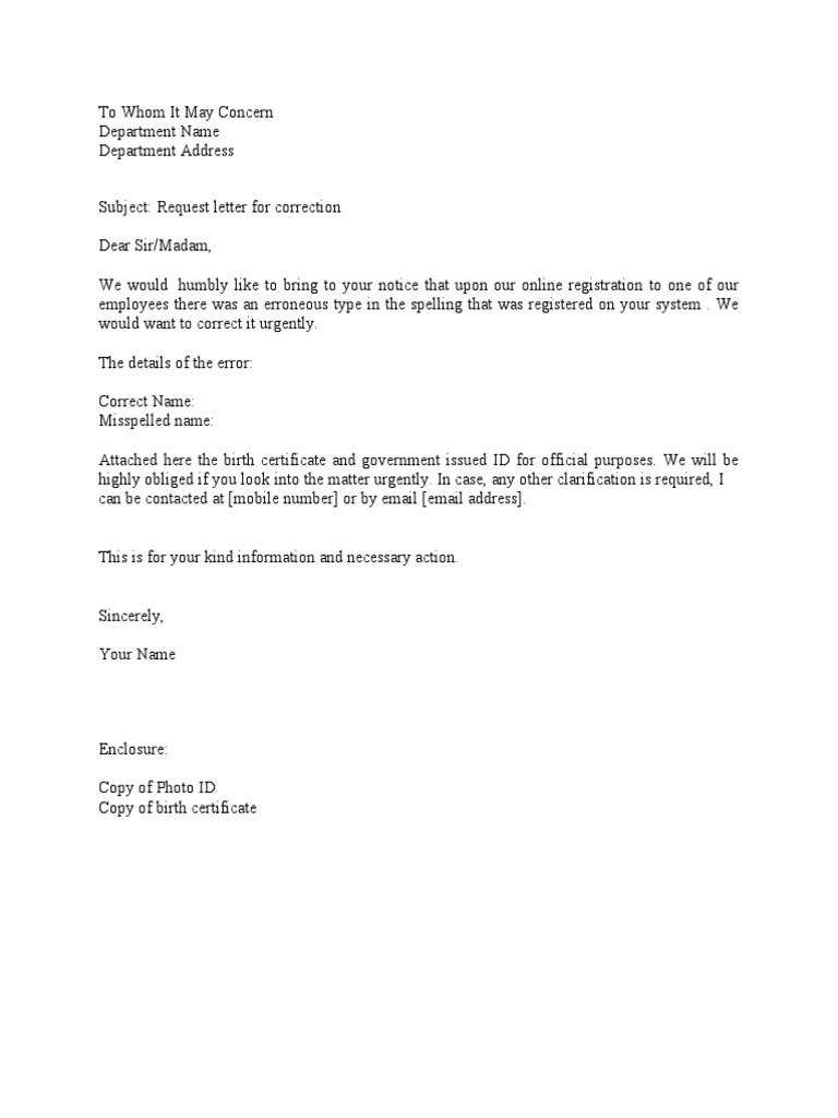 Letter For Correction | PDF