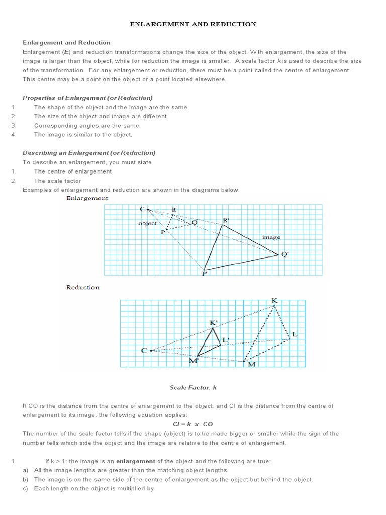 Transformation - Enlargement and Reduction | PDF | Shape | Length