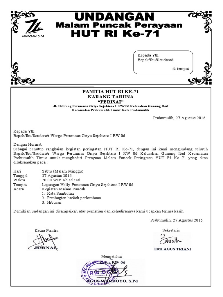 Undangan Malam Puncak Warga | PDF