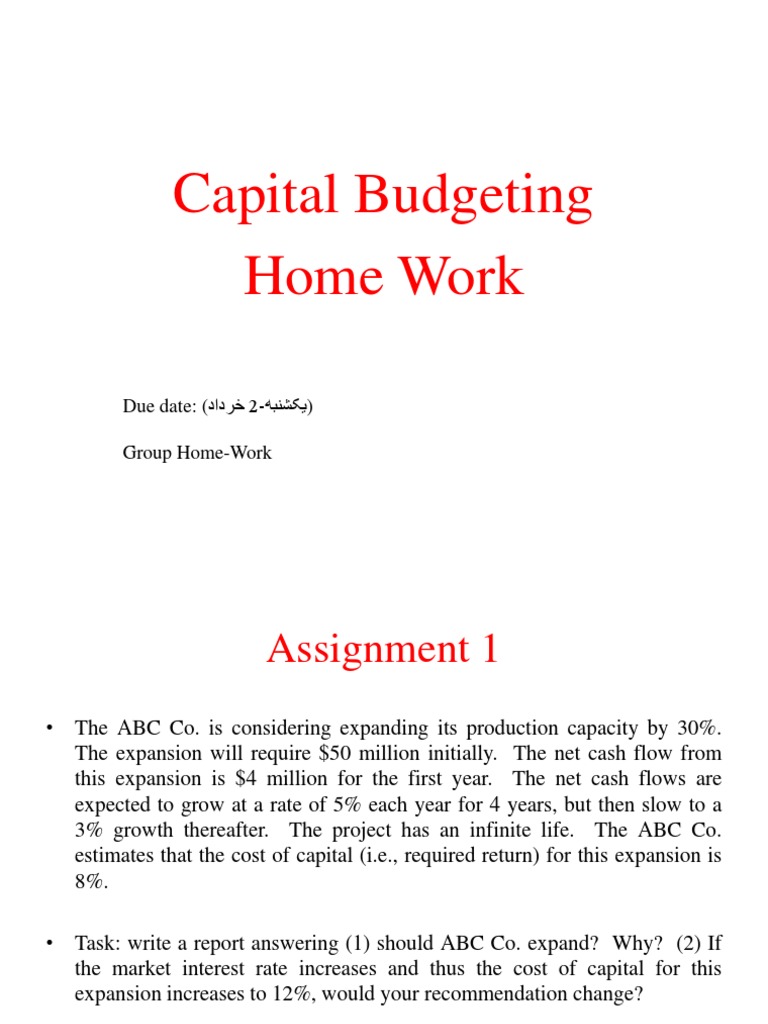 Assignments Capital Budgeting | PDF