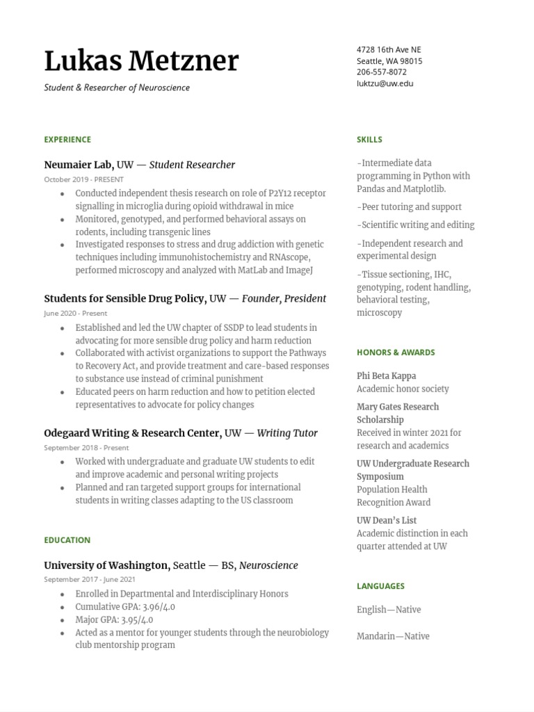 Resume Updated | PDF | Neuroscience | Science