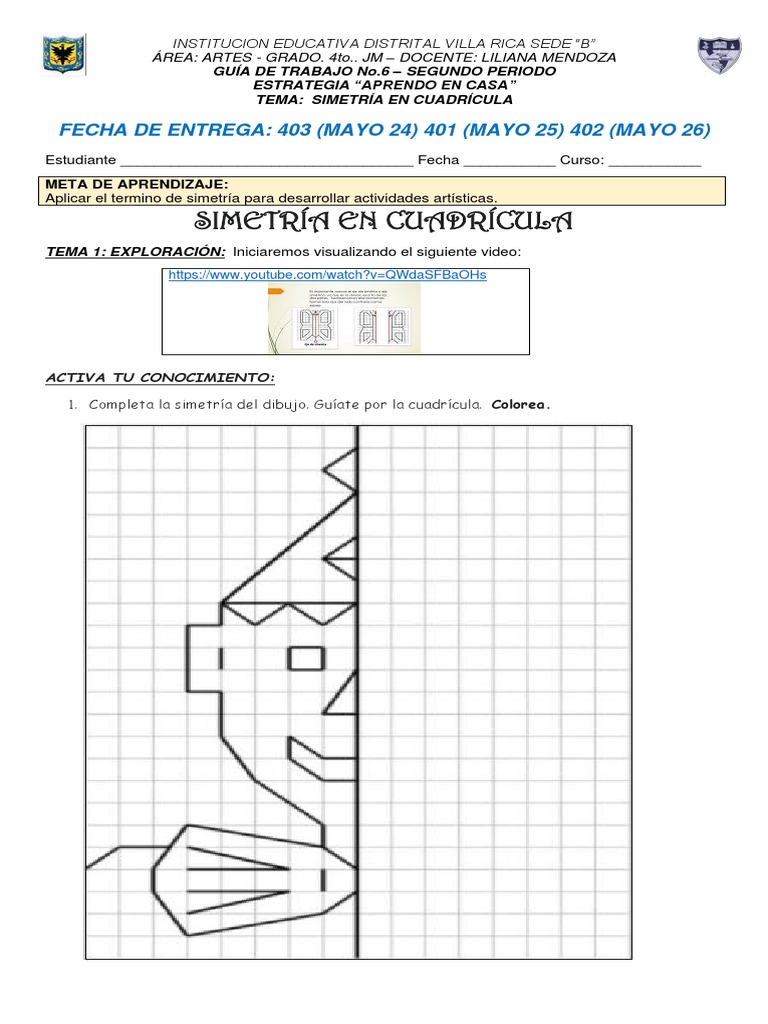 Guia No.6 Artes. 2p. Simetría en Cuadrícula | PDF