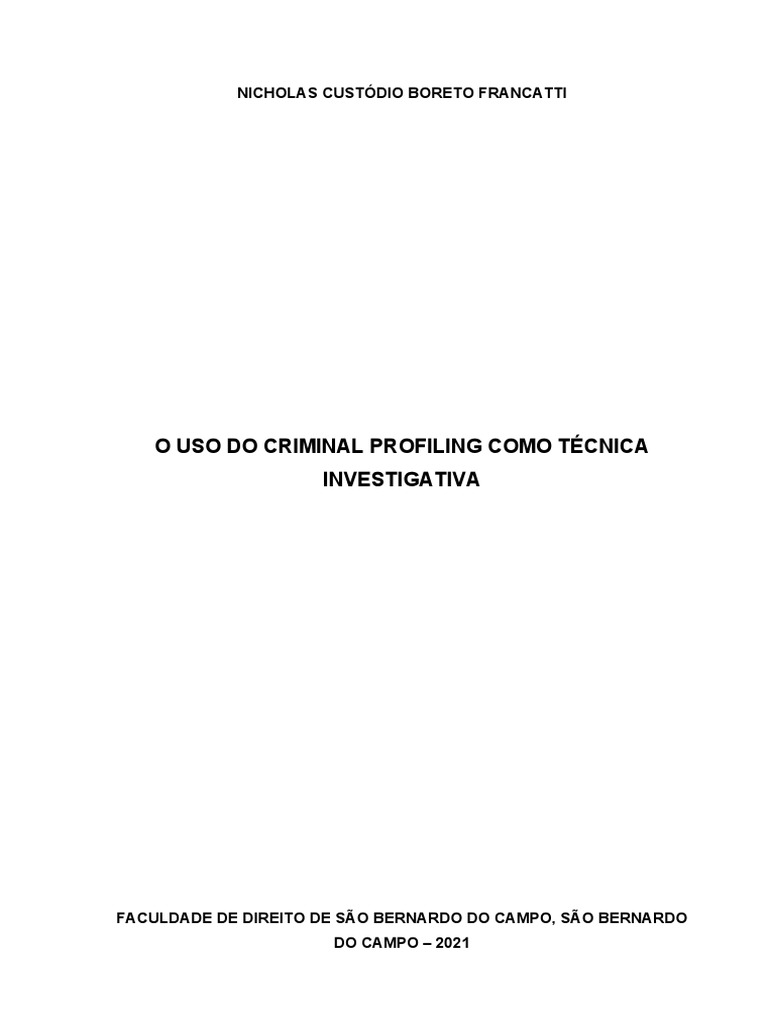 TCC: O uso do Criminal Profiling como técnica de investigação | PDF ...