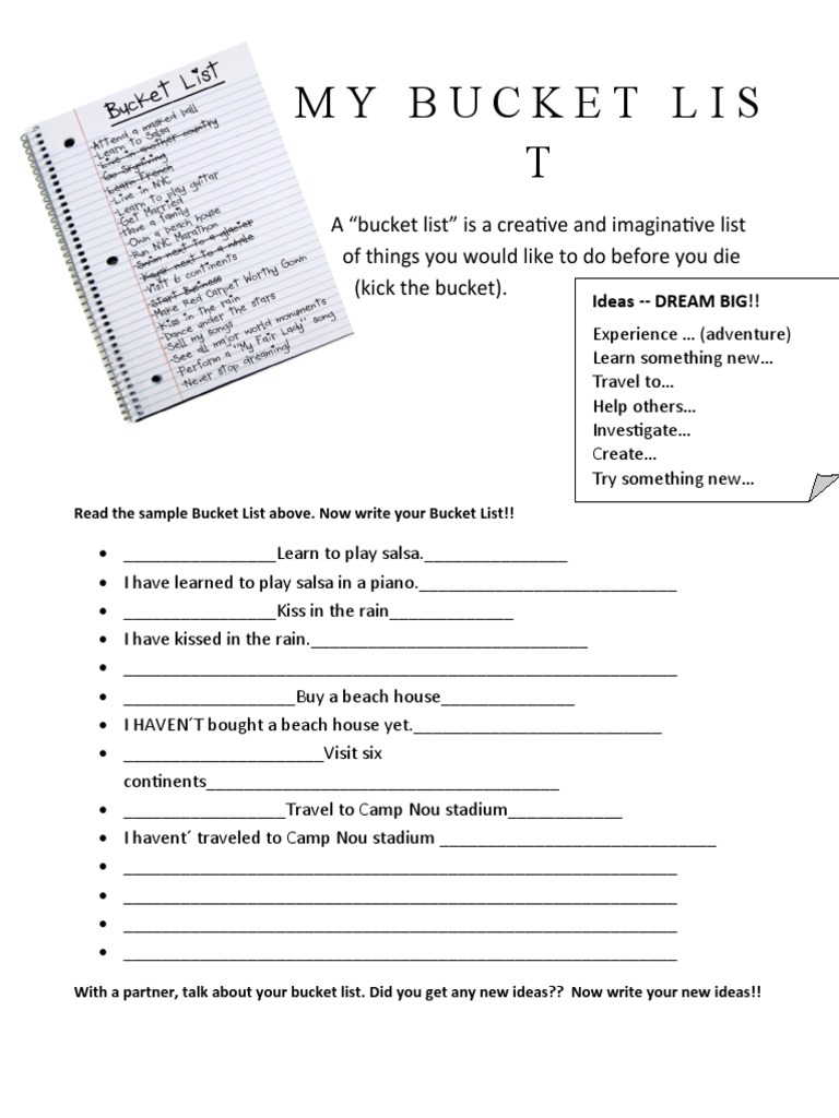 Personal Bucket List Ideas | PDF
