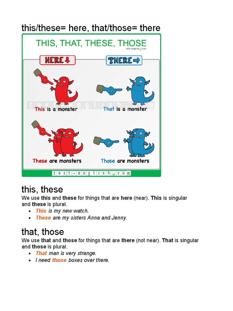This/these Here, That/those There | PDF