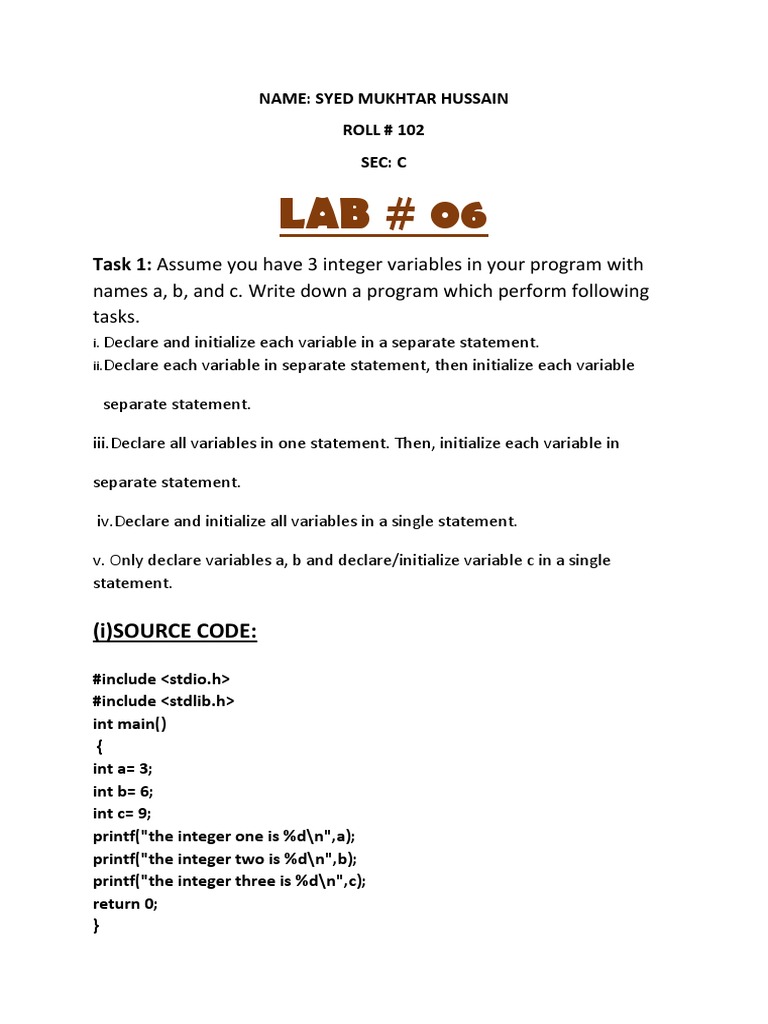 Lab 6document From ? | PDF | Integer (Computer Science) | Computer Engineering