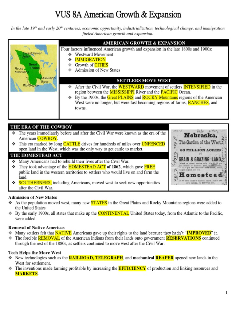 SOL 8A Student Notes-1 | PDF | Cowboys | Great Plains