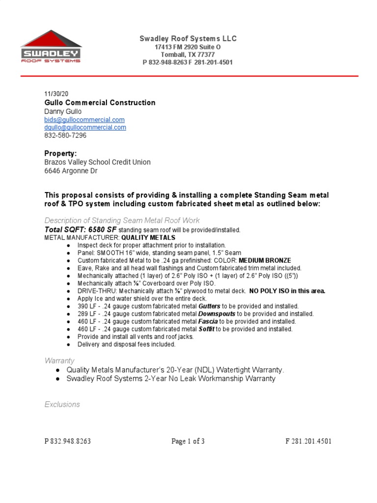 BVSCU Install Letter | PDF | Roof | Building Technology