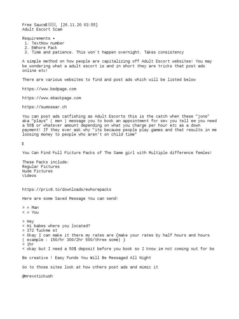 Escort Scam Method | PDF
