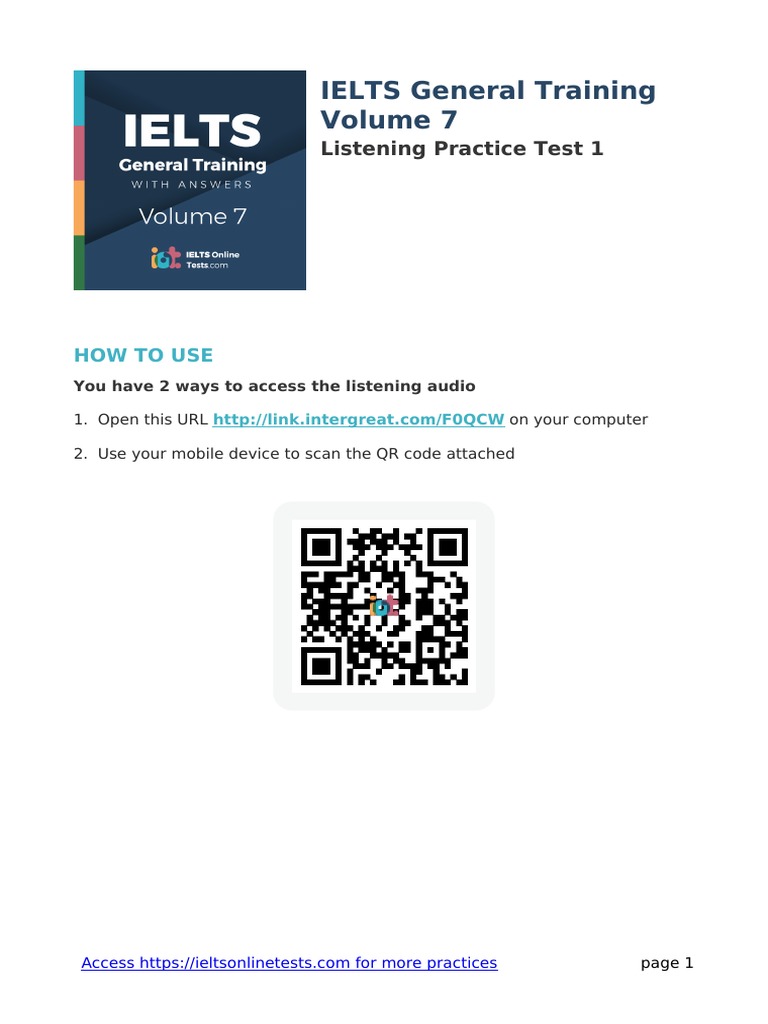 IELTS General Training: Listening Practice Test 1 | PDF | Bath ...
