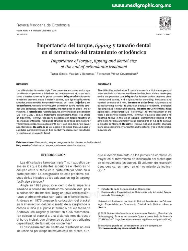 Importancia Del Torque, Tipping y Tamaño Dental en El Terminado Del ...