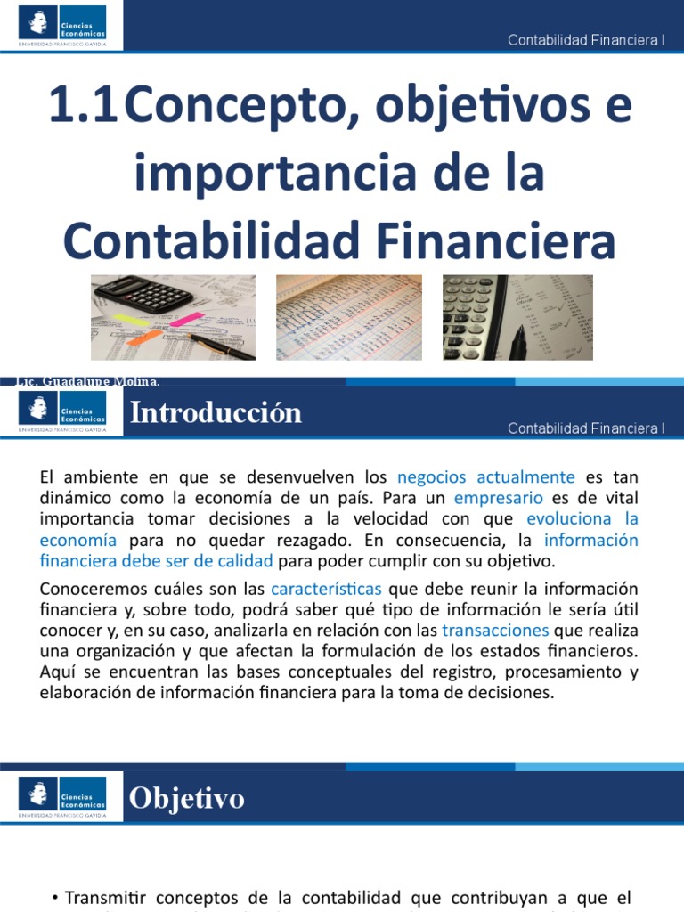 1.1 Concepto, Objetivos e Importancia de La Contabilidad Financiera ...