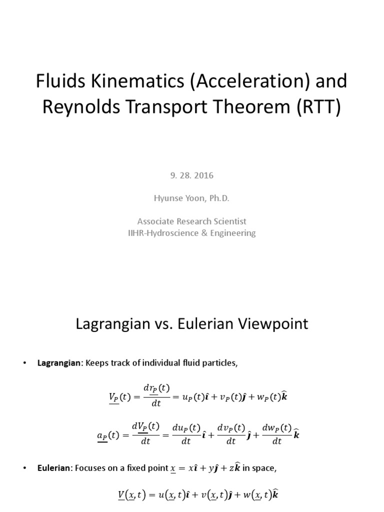 Reynolds Transport Theorem 09 28 2016 Pdf Fluid Dynamics Momentum