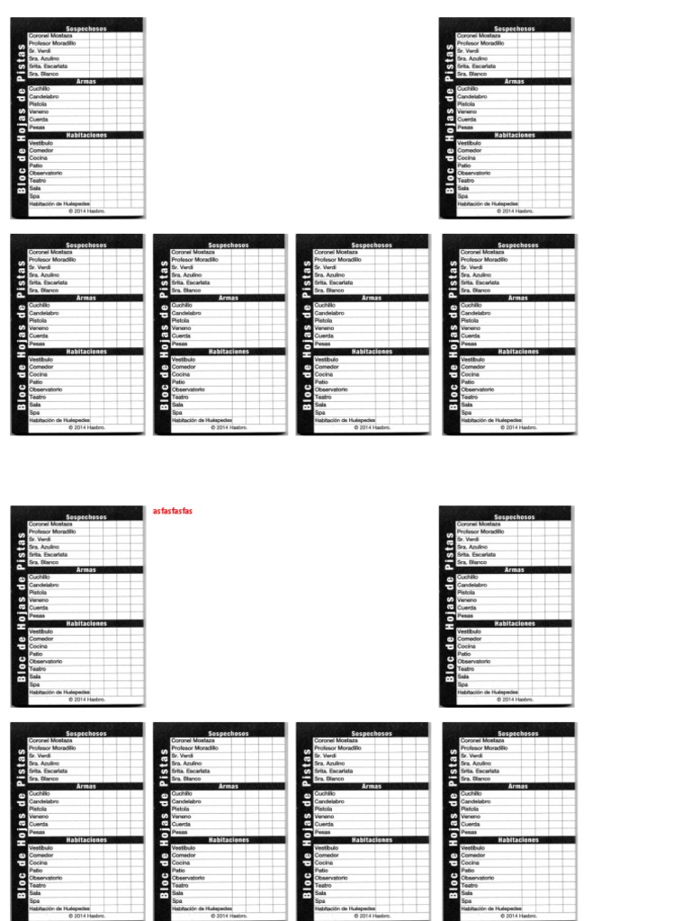 Lista para Anotar Clue 2222 | PDF