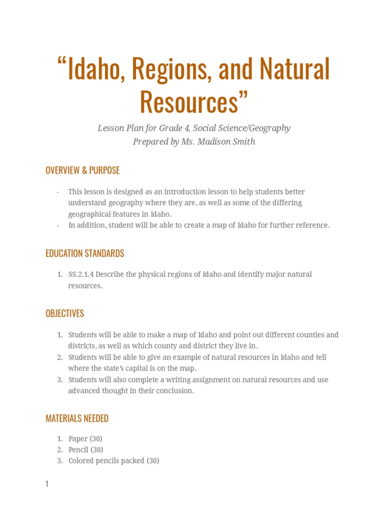 Idaho Regions and Natural Resources | PDF | Learning | Communication