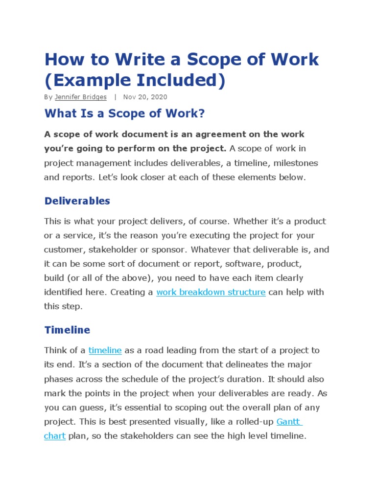 How To Write A Scope of Work | PDF | Project Management | Business