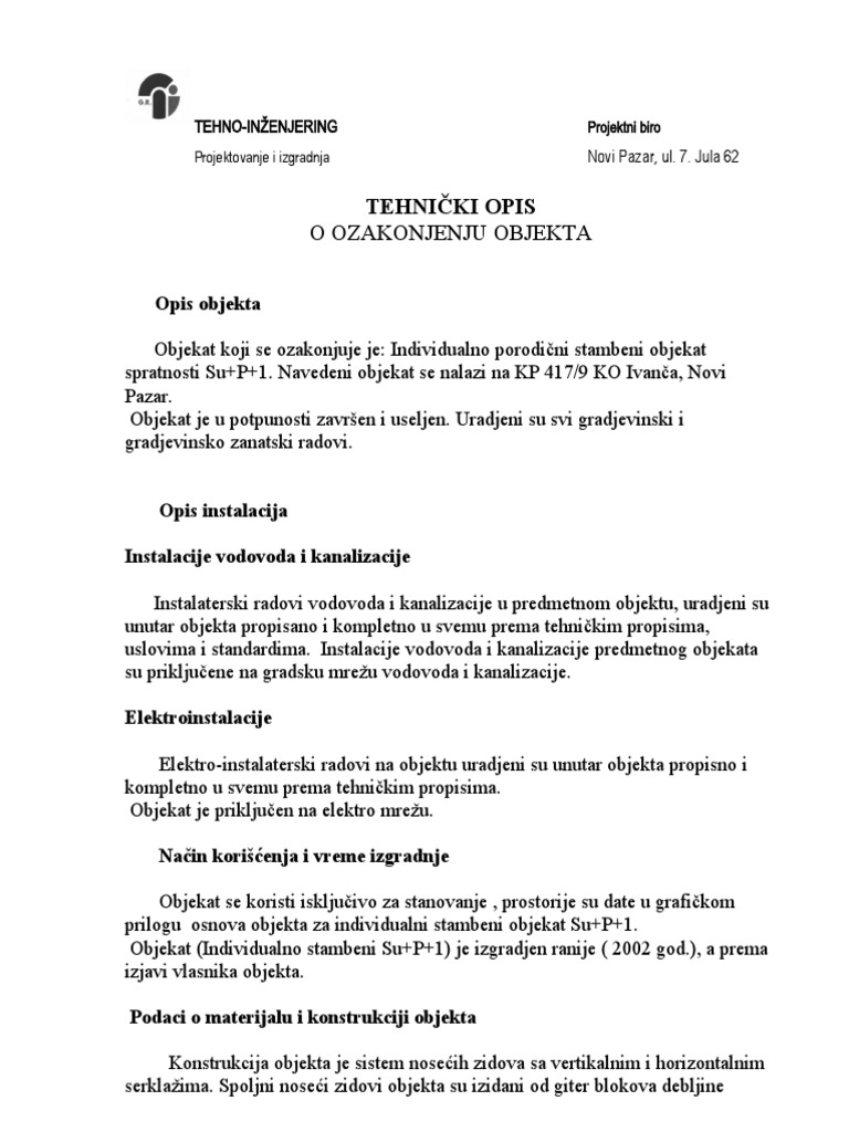 Tehnicki Opis | PDF