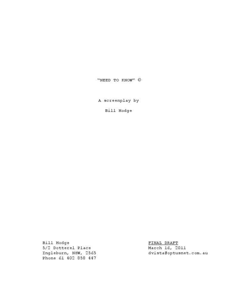 Need To Know 3rd Draft | PDF | Nature | Leisure