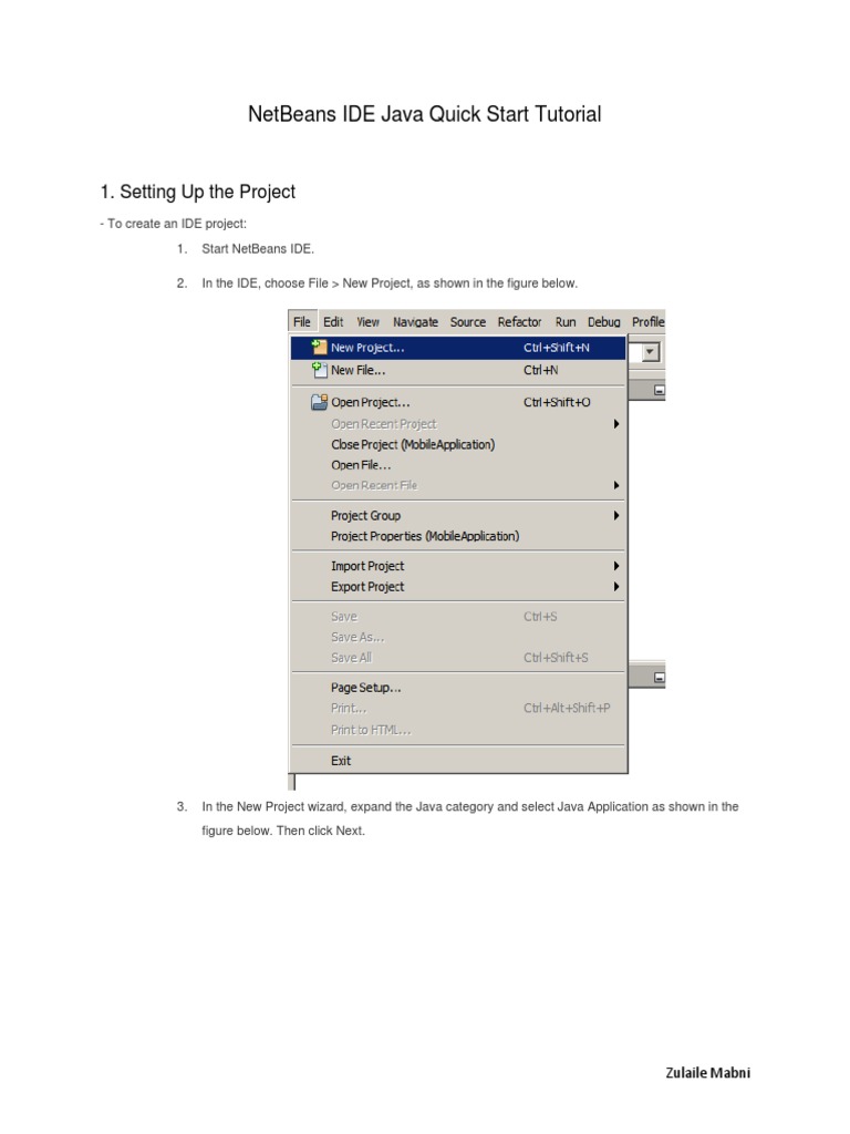 Netbeans Ide Java Quick Start Tutorial: 1. Setting Up The Project | Download Free PDF | Net ...