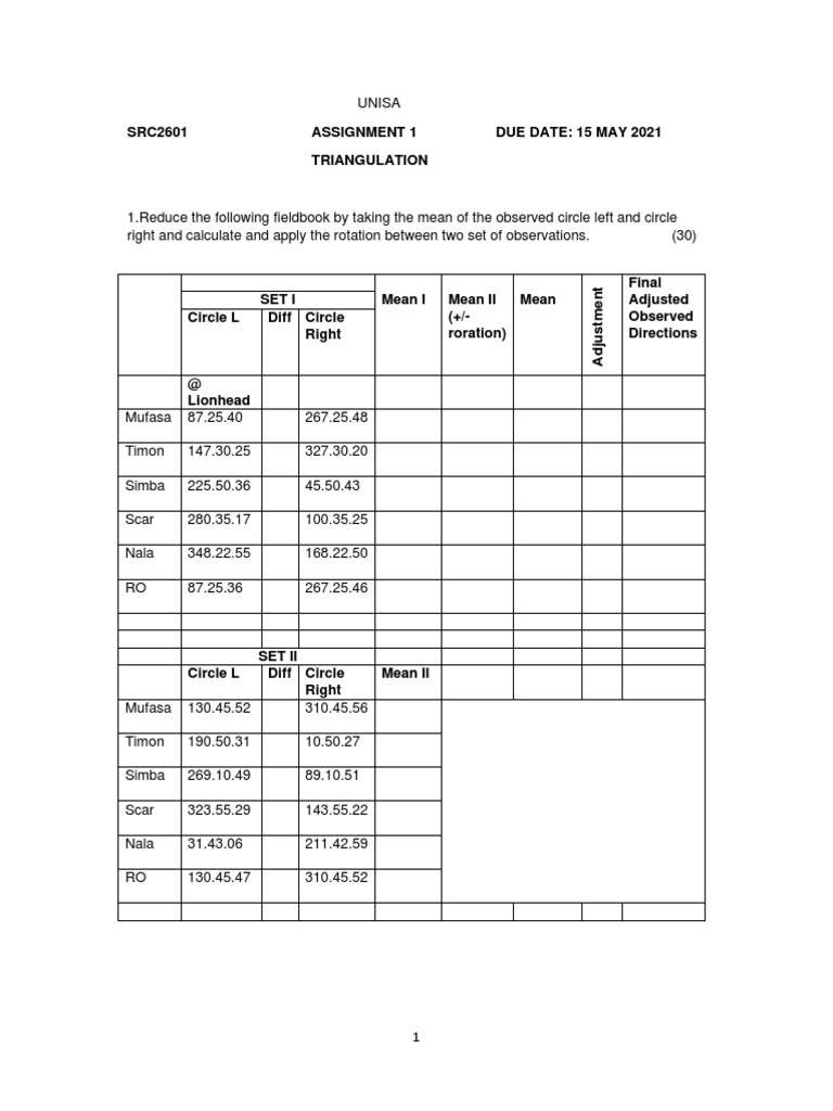 SRC2601 Assignment 1 - 2021 | PDF | Rotation | Geometric Measurement