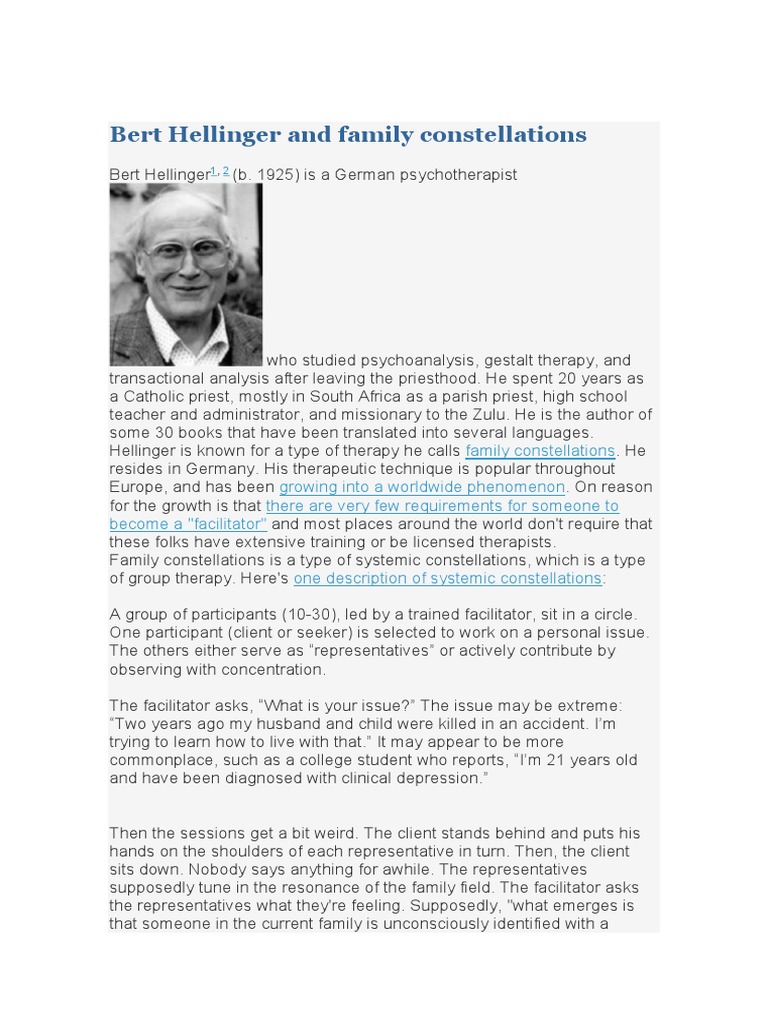 Bert Hellinger and Family Constellations | PDF | Rupert Sheldrake ...