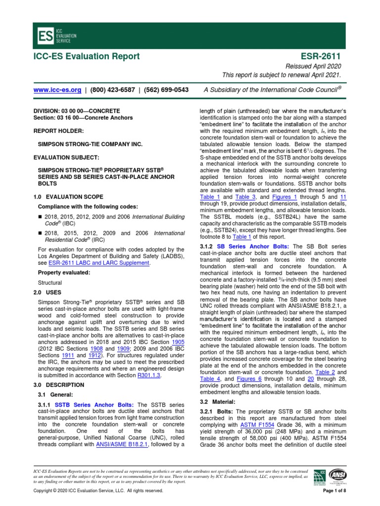 ICC-ES Evaluation Report ESR-2611: A Subsidiary of The International ...