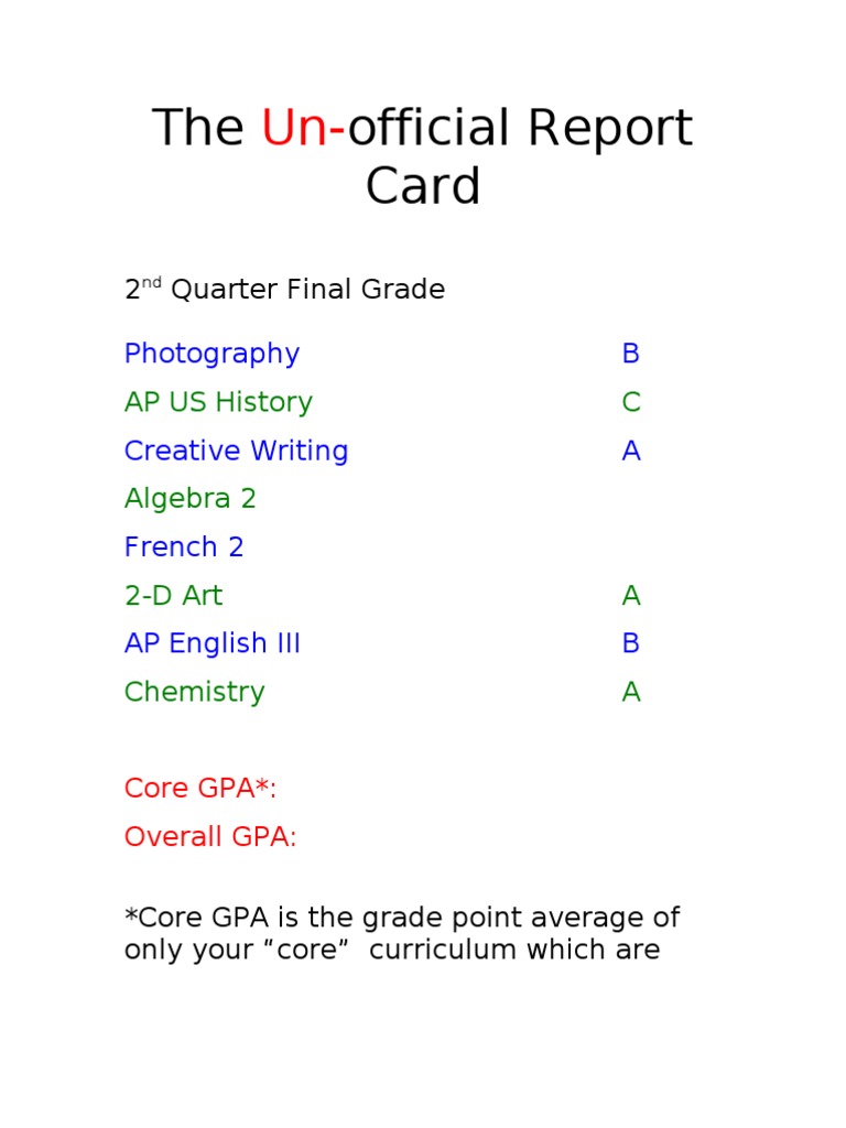 2nd Quarter Grade Report Summary | PDF