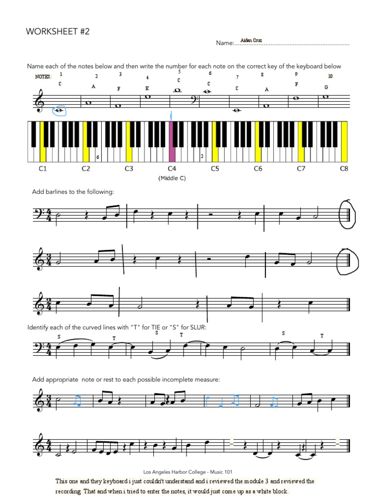 MUS 101 - Worksheet 2 - WORKSHEET #2 | PDF | Musical Notation | Musical Compositions