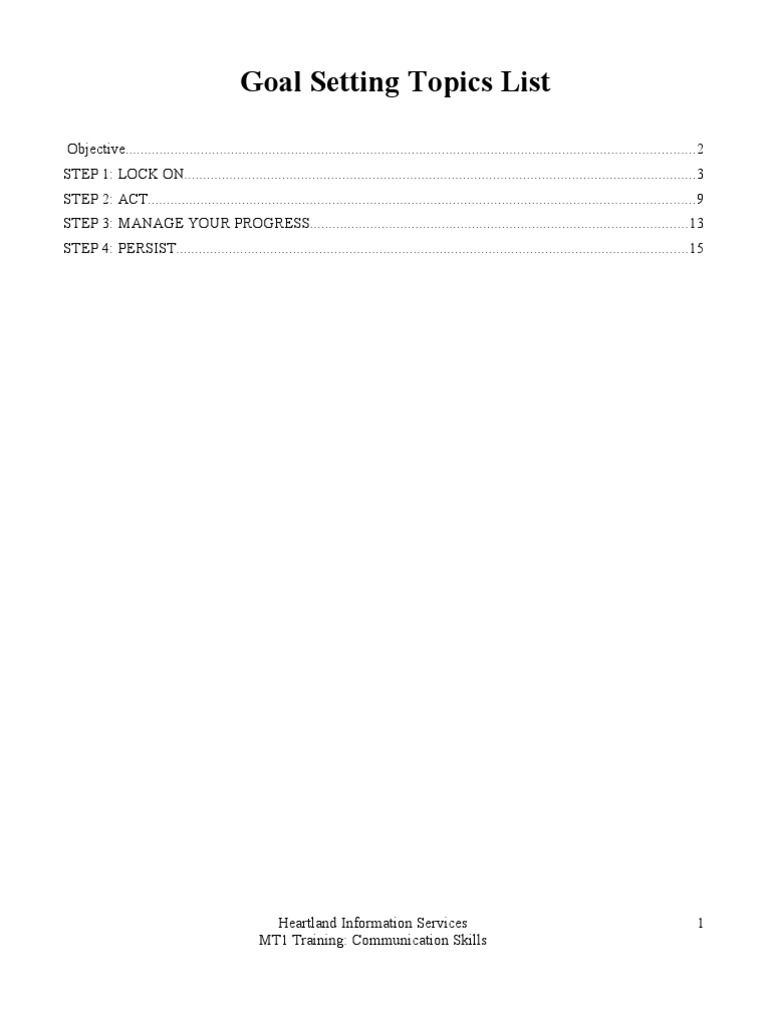 Goal Setting Topics List | PDF | Mental Image | Goal